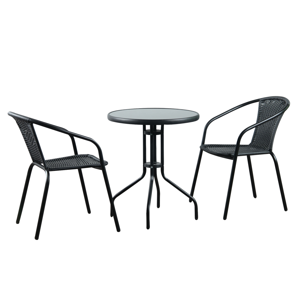 The Bolero 2 Seat Modern Rattan Bistro Set - Black – Outdoor Living
