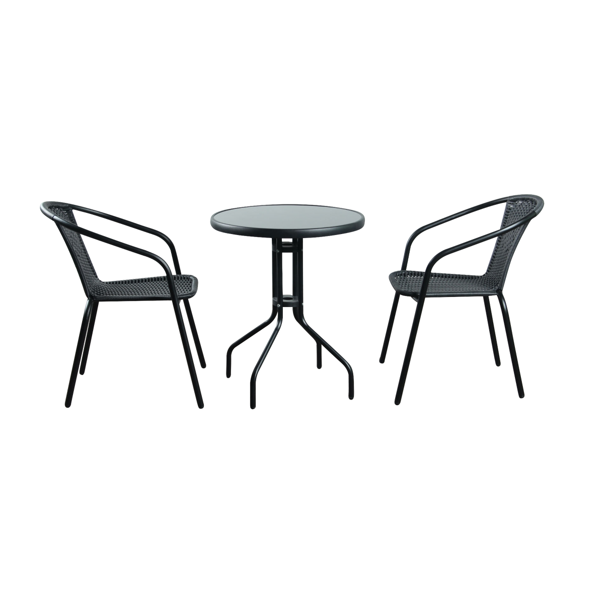 The Bolero 2 Seat Modern Rattan Bistro Set - Black – Outdoor Living