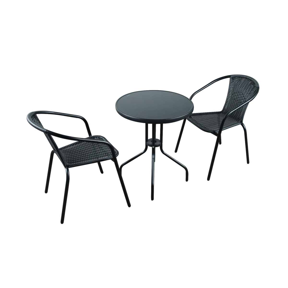 The Bolero 2 Seat Modern Rattan Bistro Set - Black – Outdoor Living